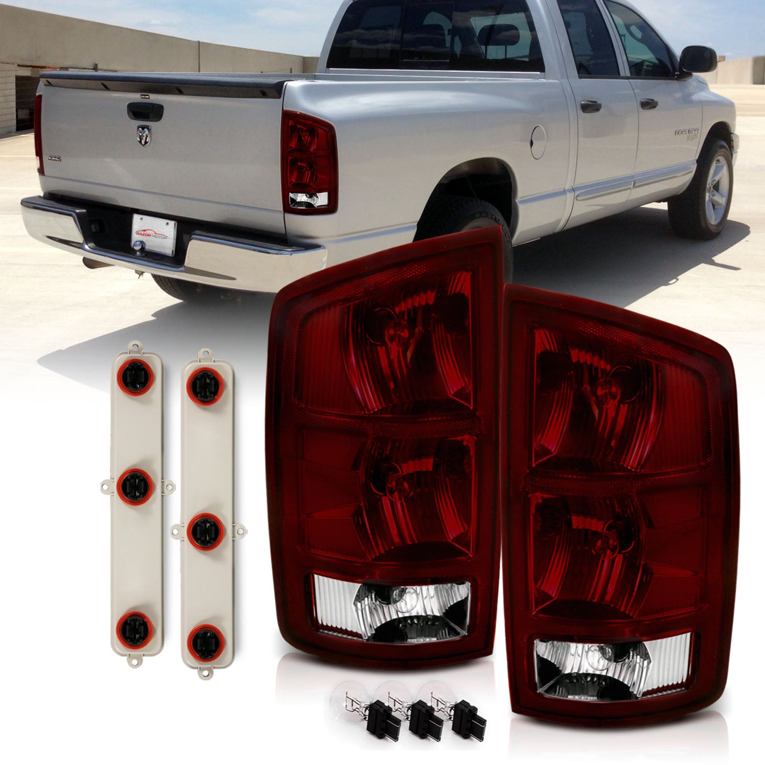 DODGE RAM 02-05 TAIL LIGHTS DARK RED (W/ 1 SET OF ASSEMBLY)