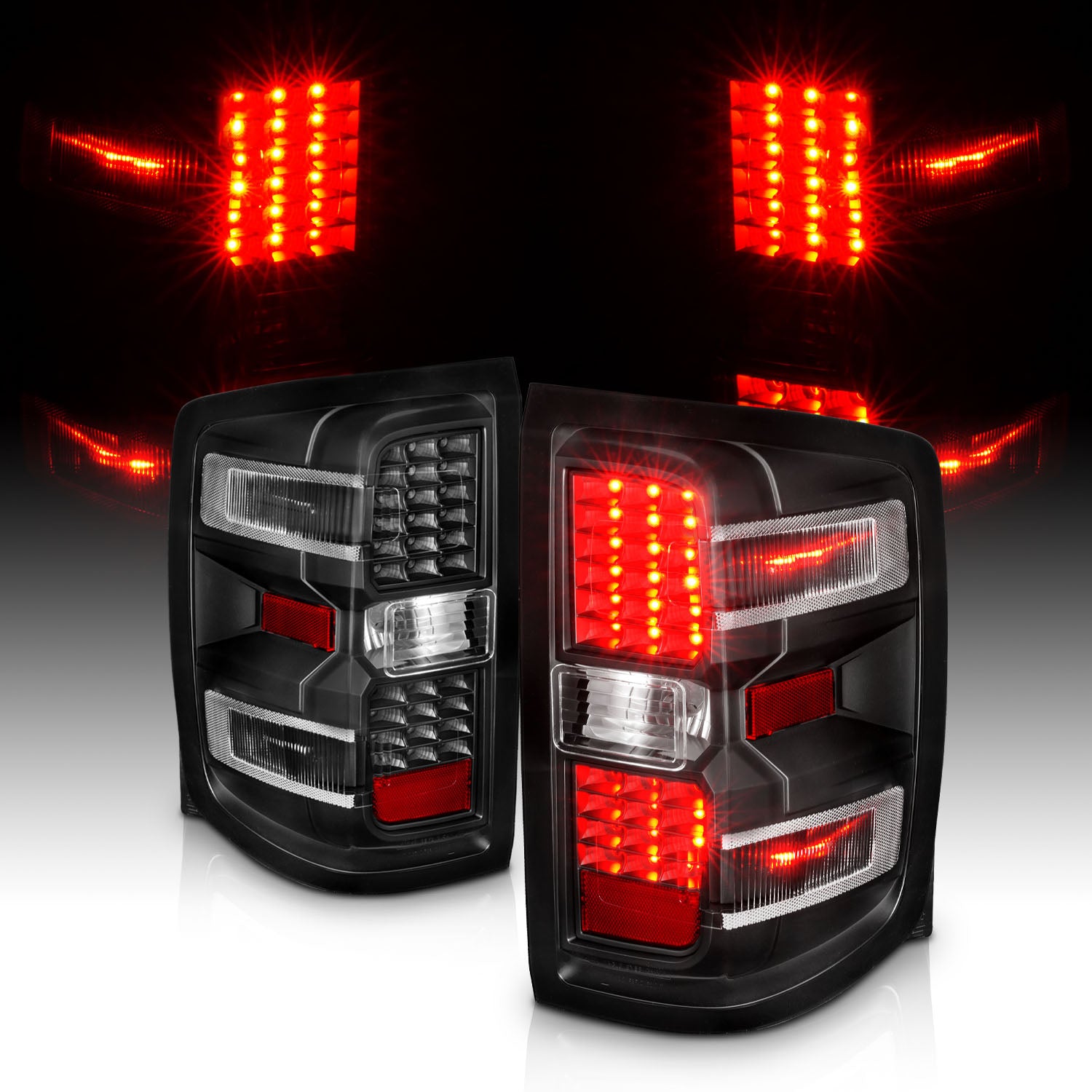CHEVY SILVERADO 14-17 LED TAIL LIGHTS BLACK (NON-OEM LED ONLY)