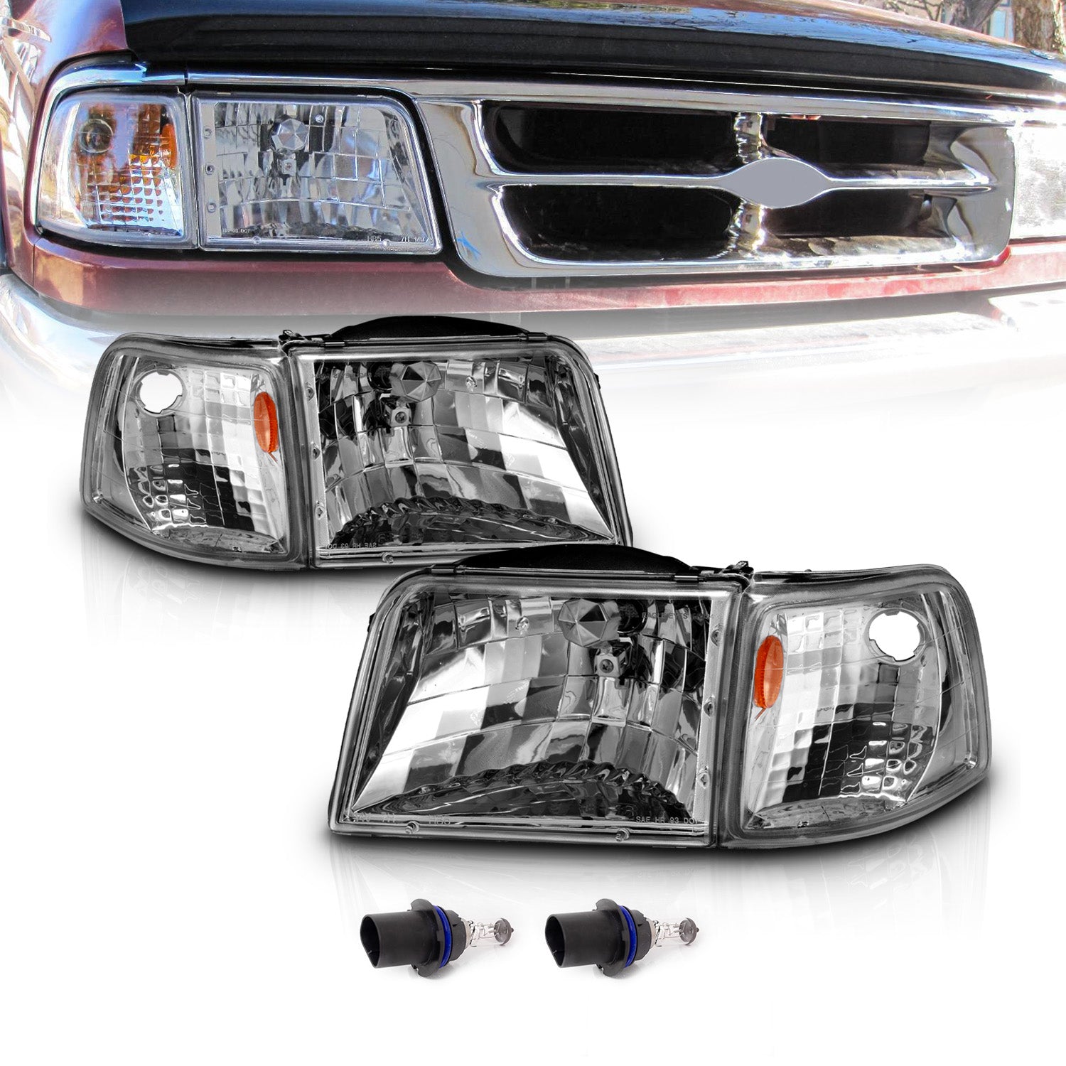 FORD RANGER 93-97 HEADLIGHTS CLEAR W/ CORNER AMBER